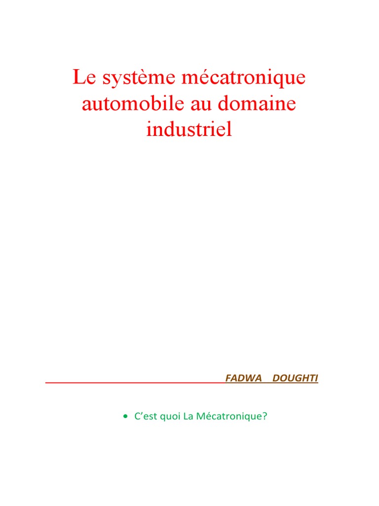 Le Système Mécatronique Automobile Au Domaine Industriel | PDF | Mécatronique | Voitures