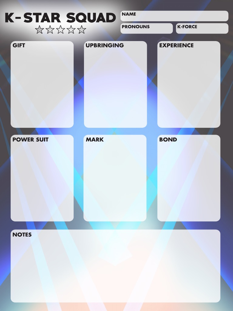 KStar Squad Character Sheet | PDF