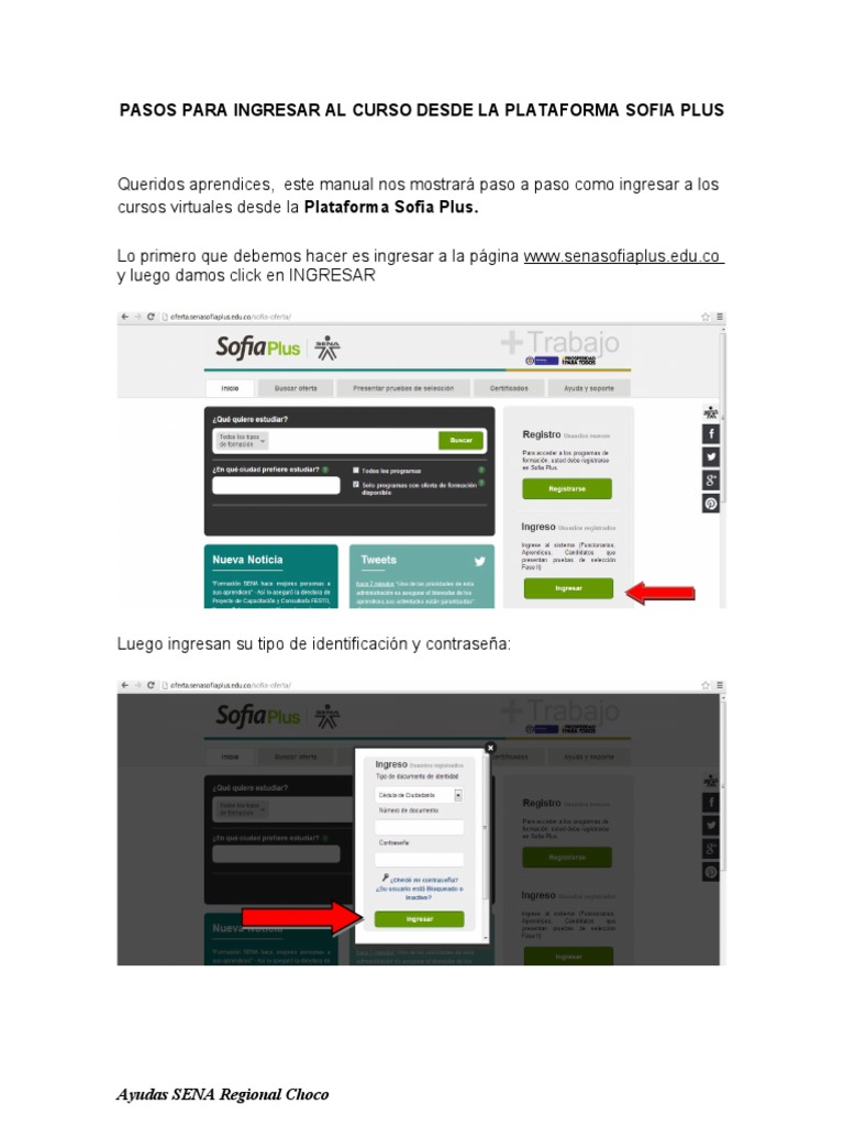 Como Ingresar A La Plataforma Sofia Plus | PDF | Informática