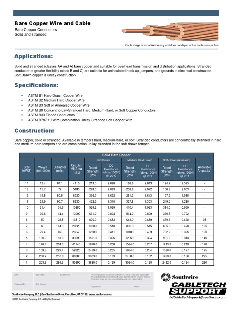 Copper Bare Conductor - WEB | PDF | Electrical Conductor | Wire