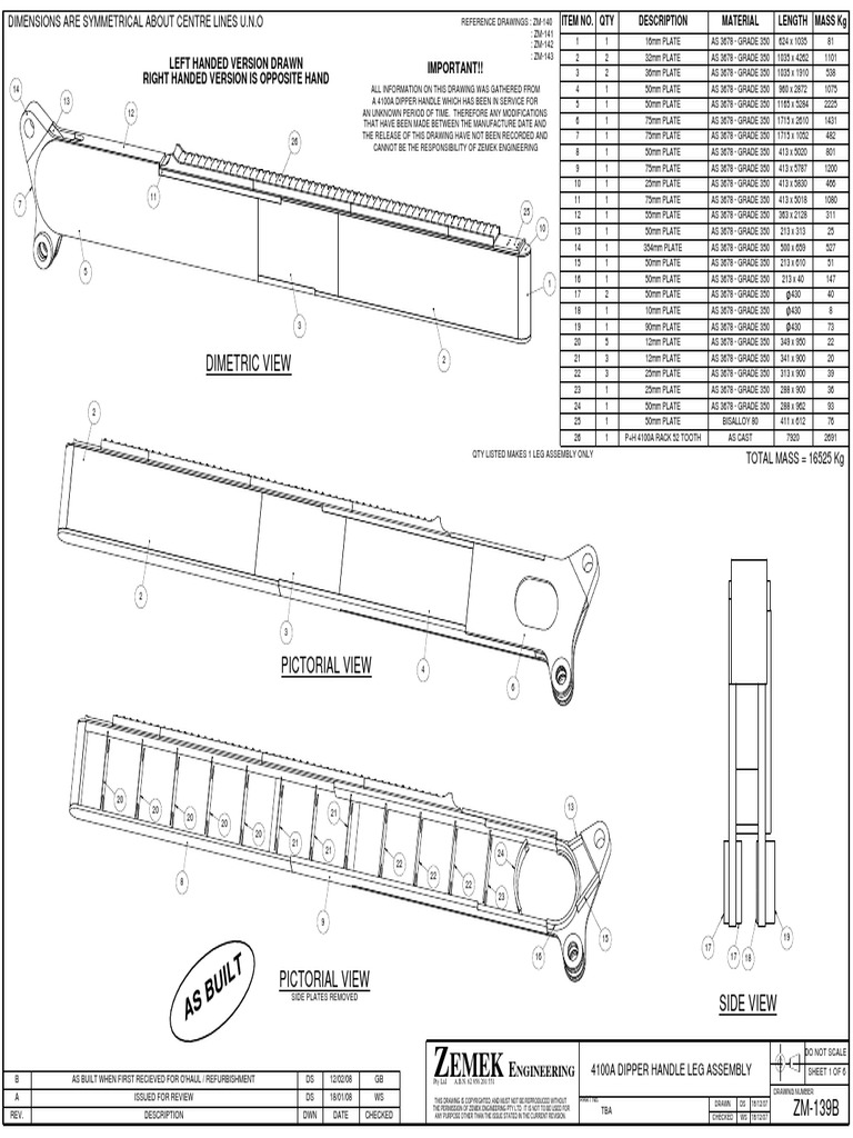 4100A Dipper Handle Leg Assembly | PDF