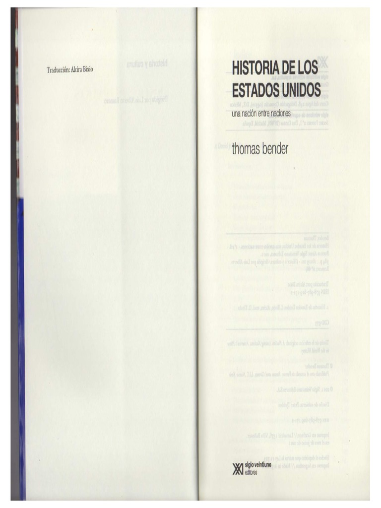 20 - Bender, Thomas Historia de Los Estados Unidos. Una Nación Entre Naciones. Bs As | PDF