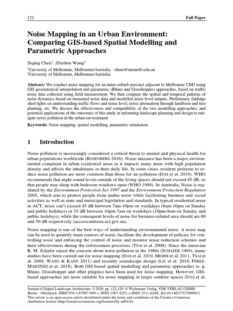 Noise Mapping in An Urban Environment: Comparing GIS-based Spatial ...