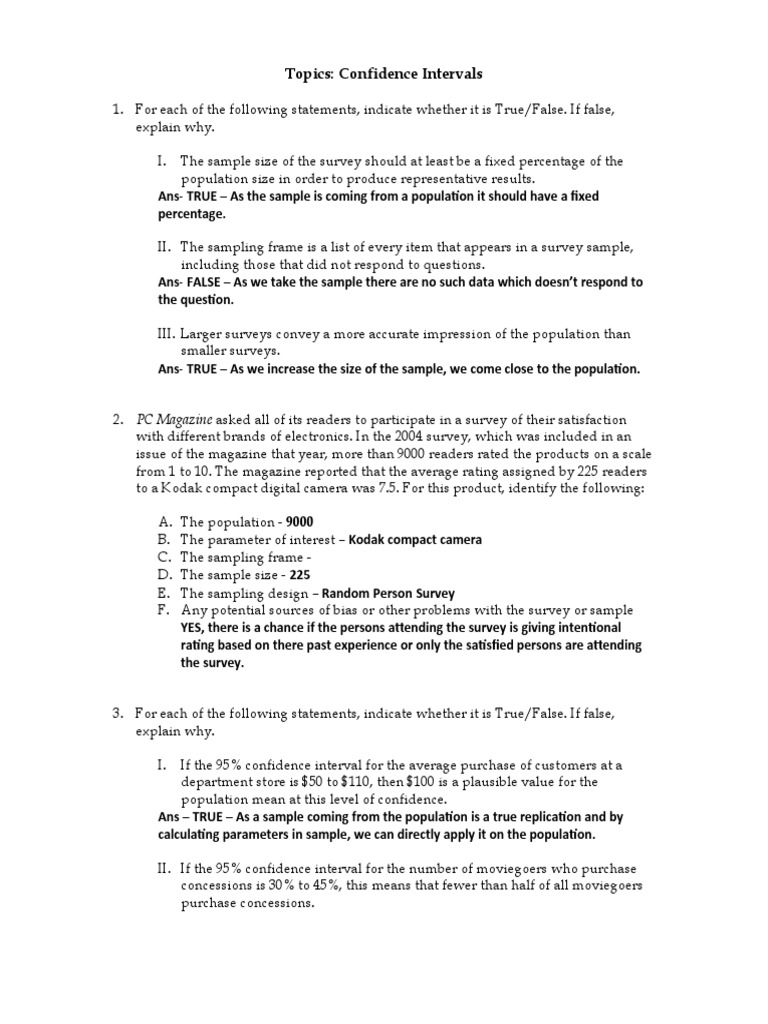 Confidence Interval Assignment | PDF | Confidence Interval | Survey Methodology