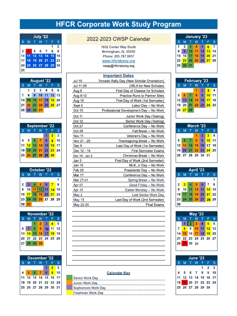 2022-2023 CWSP Calendar | PDF