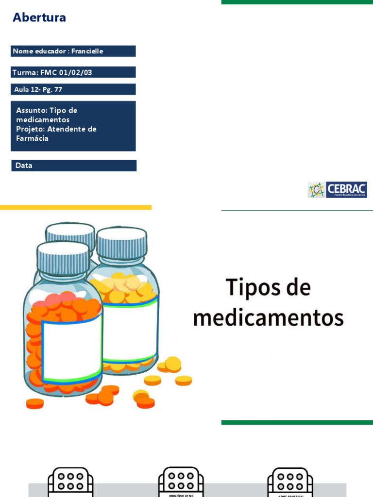 Aula 12 - Tipos de Medicamentos | PDF