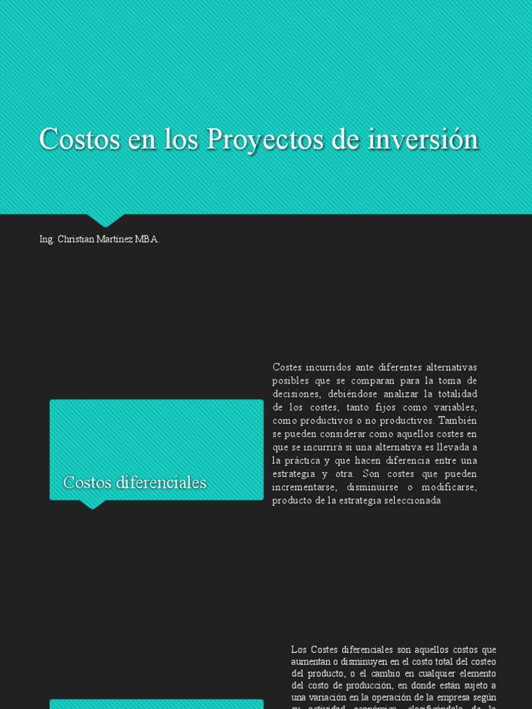 Costos en Los Proyectos de Inversión | PDF | Business | Costo
