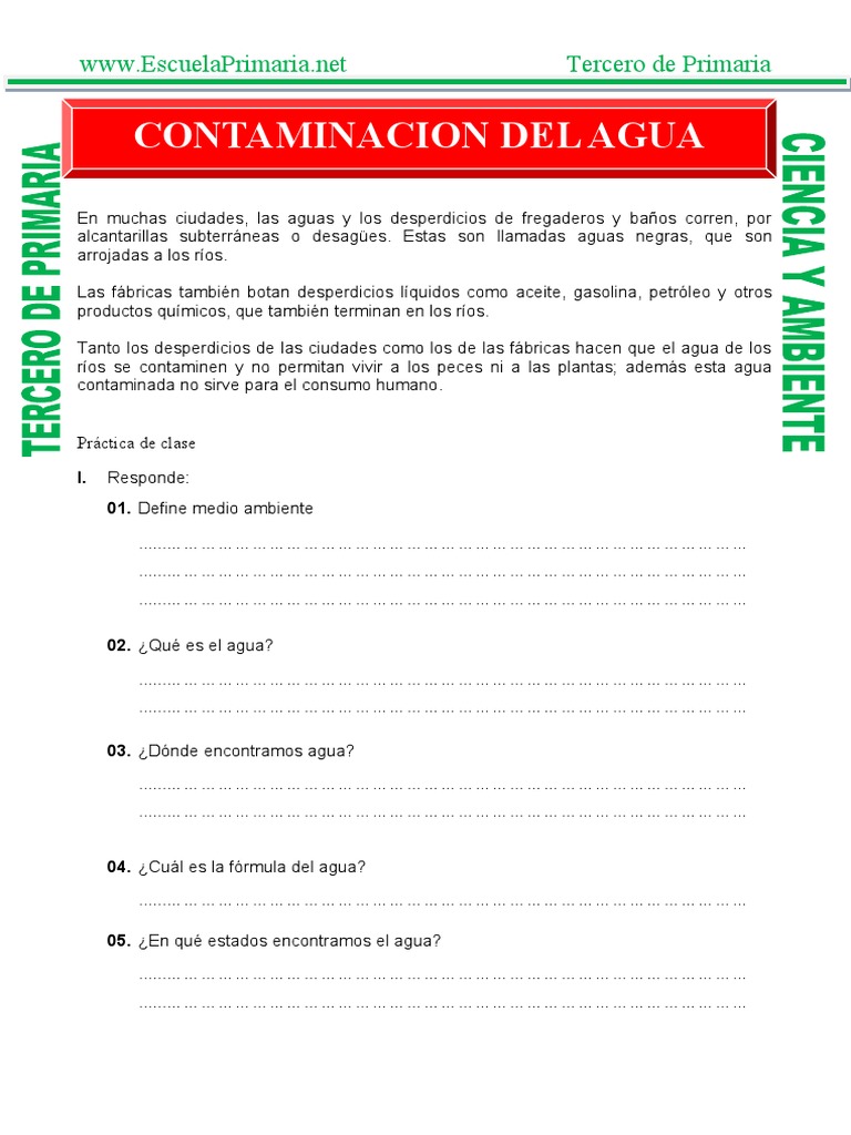 Contaminacion Del Agua para Tercero de Primaria | PDF | Agua | Moléculas