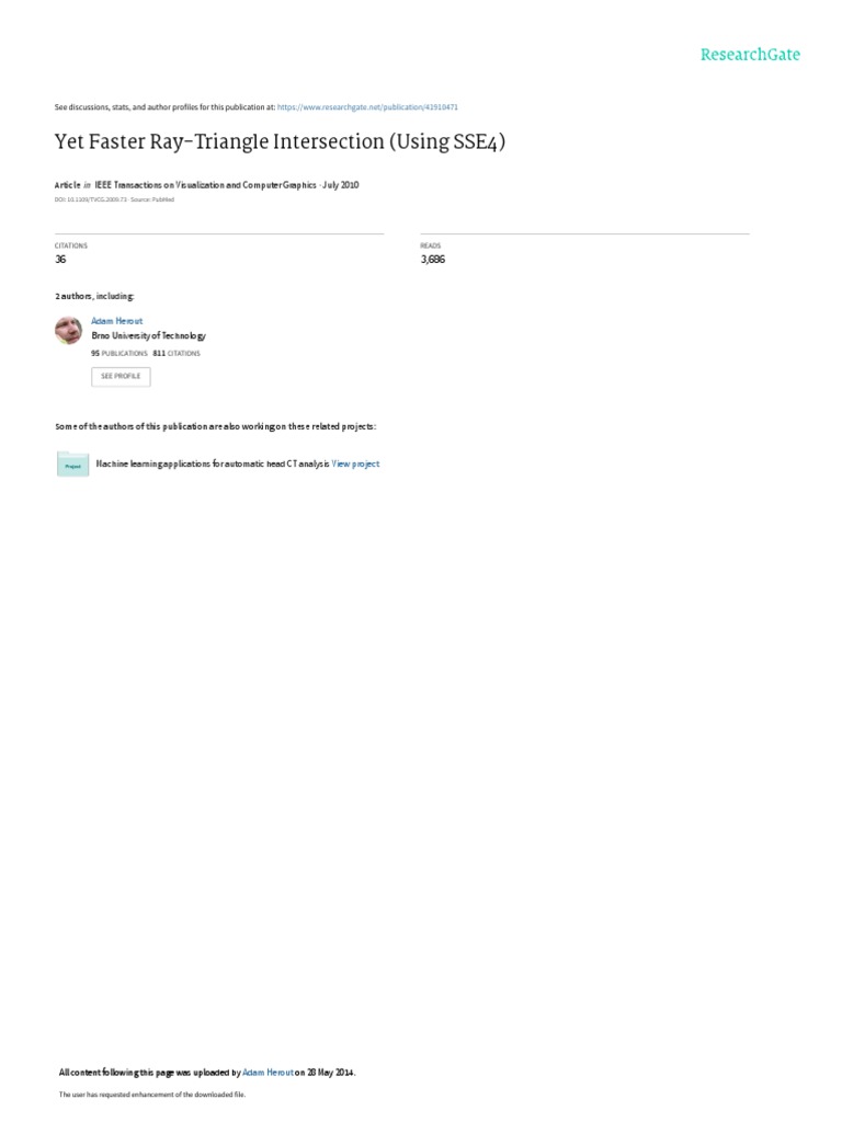 Yet Faster Ray-Triangle Intersection Using SSE4 | PDF | Line (Geometry ...