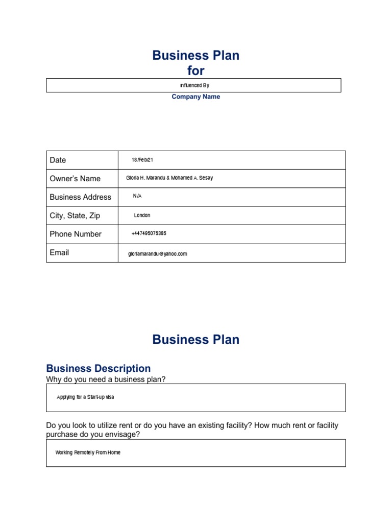 Business Plan Questionnaire | PDF | Mobile App | Small Business ...
