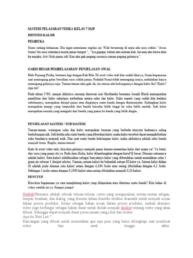 Contoh Naskah Video Pembelajaran | PDF