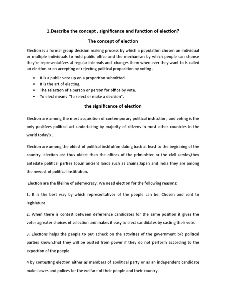 Describe The Concept of Election | PDF | Elections | Voting