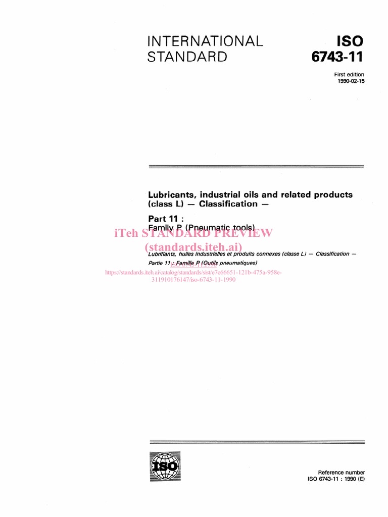 ISO 6743-11: Pneumatic Tool Lubricants | PDF | International ...