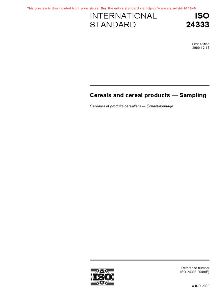 International Standard: Cereals and Cereal Products - Sampling ...
