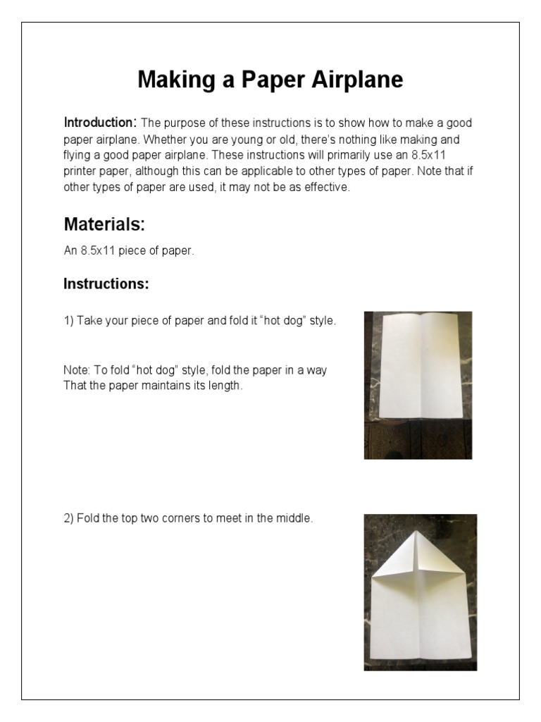Paper Airplane Instructions | PDF