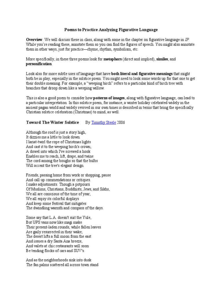 Figurative Language in Poetry | PDF | Poetry | Christmas