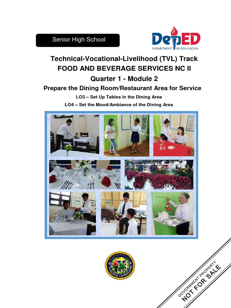 Technical-Vocational-Livelihood (TVL) Track Food and Beverage Services ...