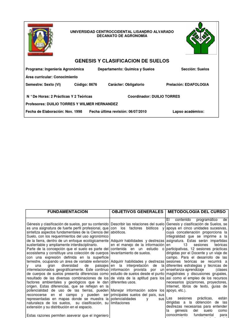 Programa GENESIS Y CLASIFICACION DE SUELOS | PDF | Paisaje | Suelo