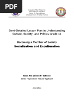 Detailed Lesson Plan-Understanding Culture, Society and Politics | PDF ...