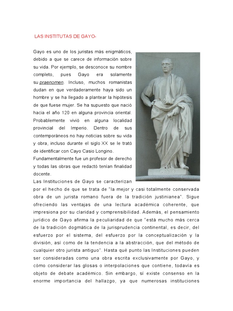 Biografía Y Legado De Gayo Jurista Romano Pdf La Ley Natural