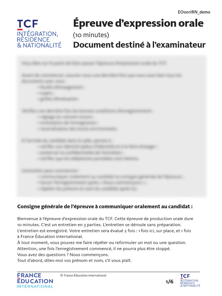 TCF Exemple Epreuve Eo | PDF | la communication