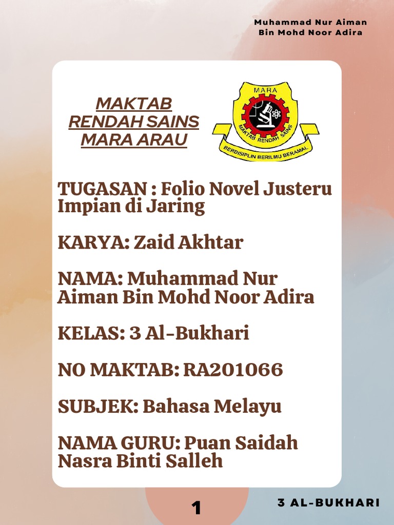 Sinopsis Novel Justeru: Impian di Jaring | PDF