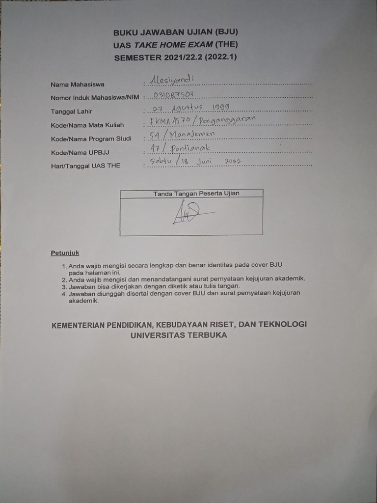 Bju (Buku Jawaban Tugas) UT | PDF