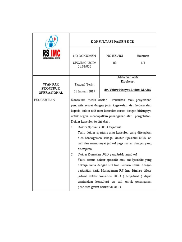 Sop 20 Konsultasi Pasien Ugd | PDF | Sains & Matematika