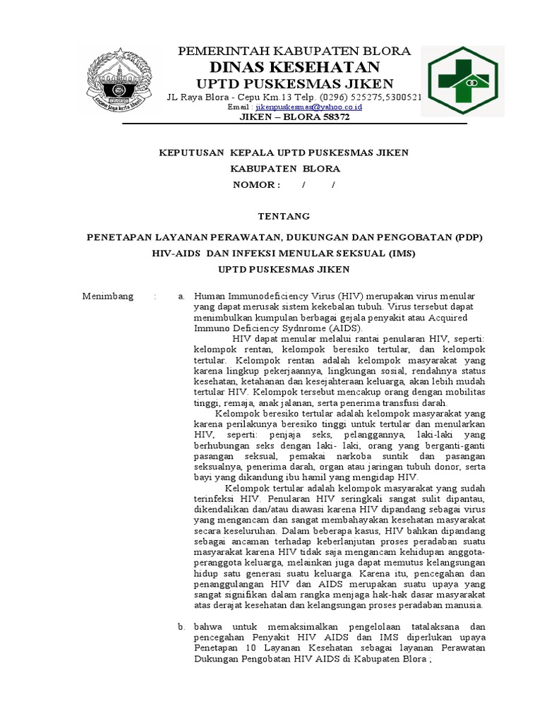SK PDP HIV AIDS Puskesmas Jiken | PDF