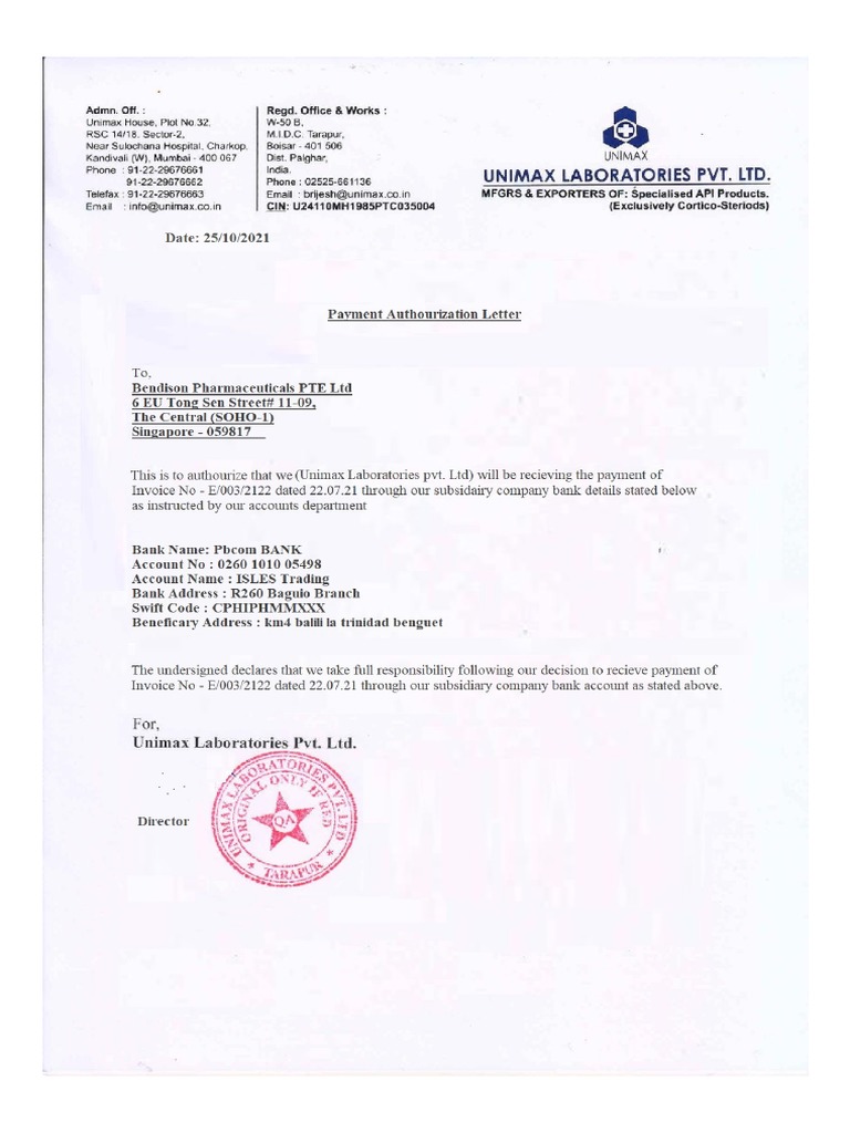 Authourization Letter Original Seal | PDF