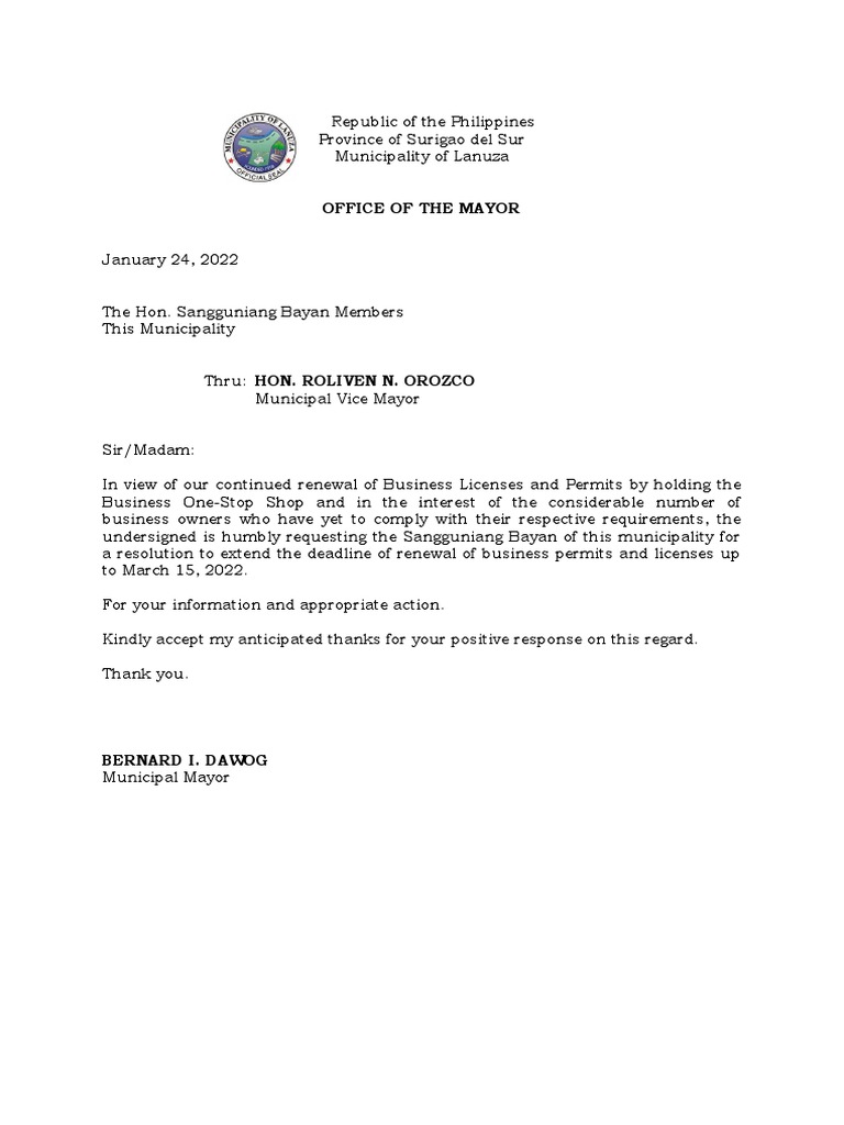 BPLO Request For SB | PDF