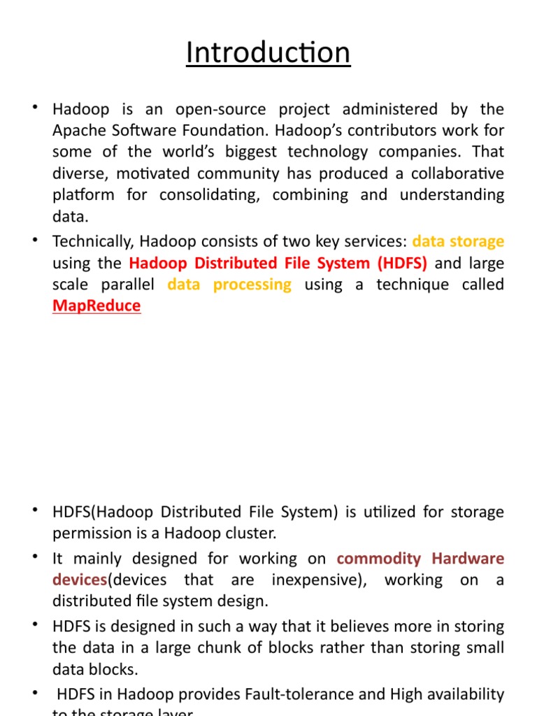 Data Storage Data Processing: Hadoop Distributed File System (HDFS) Mapreduce | Download Free ...