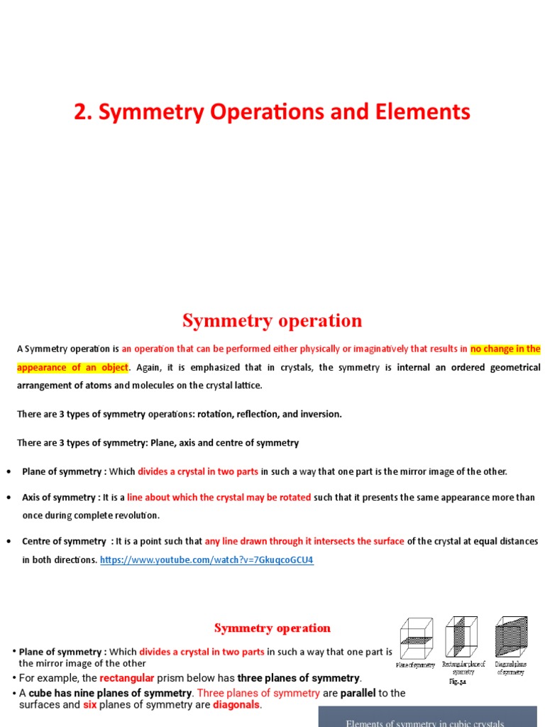 Symmetry Operations in Crystals | PDF | Symmetry | Cartesian Coordinate ...