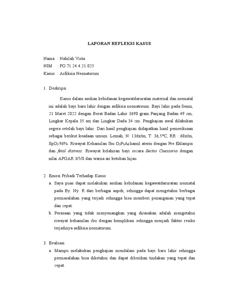 Laporan Refleksi Kasus | PDF