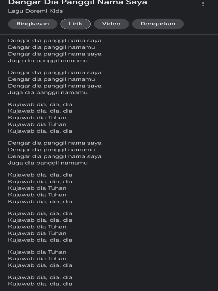 Dengar Dia Panggil Nama Saya Lirik - Penelusuran Google | PDF