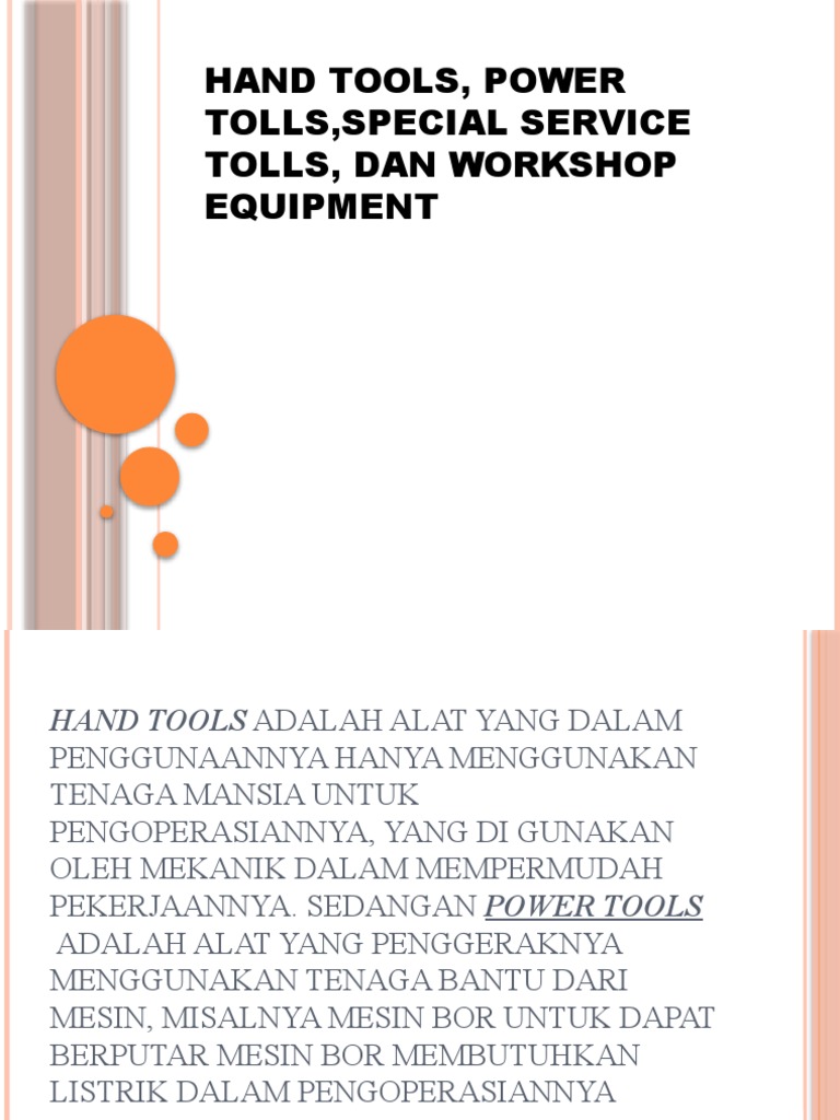 Hand Tools, Power Tolls, Special Service Tolls | PDF