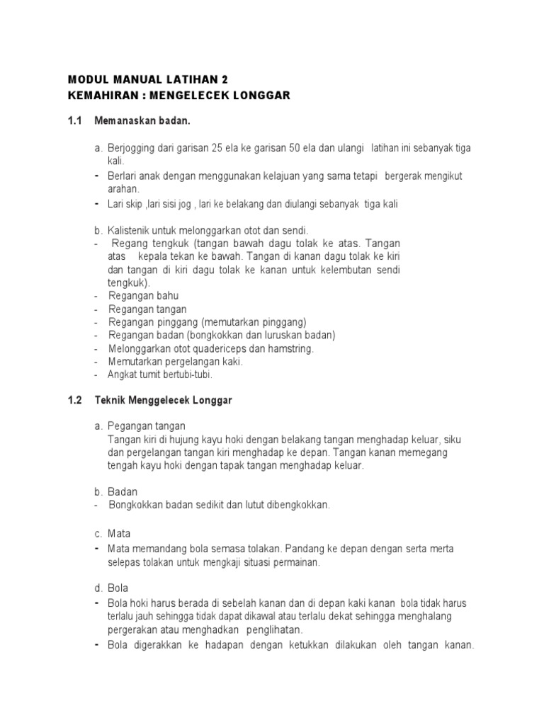 Latihan Menggelecek Longgar Hoki | PDF