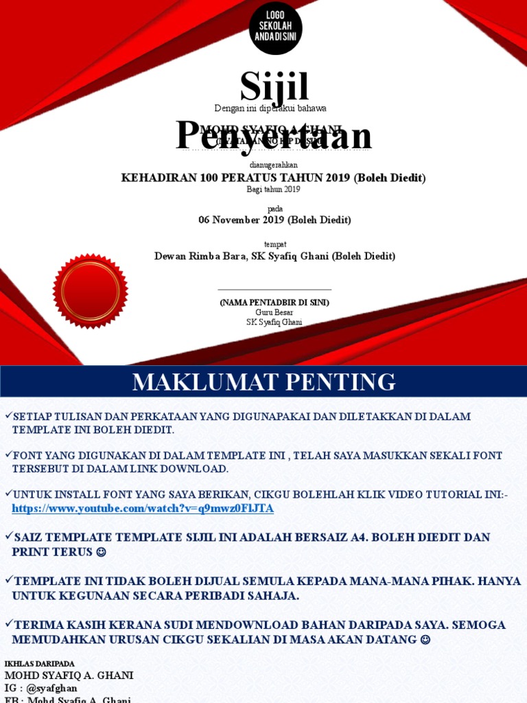 Template Sijil 8 | PDF