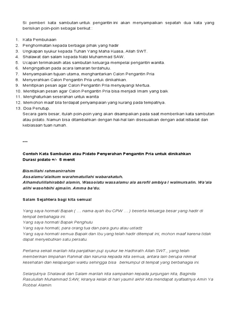 Contoh Pidato Sambutan | PDF