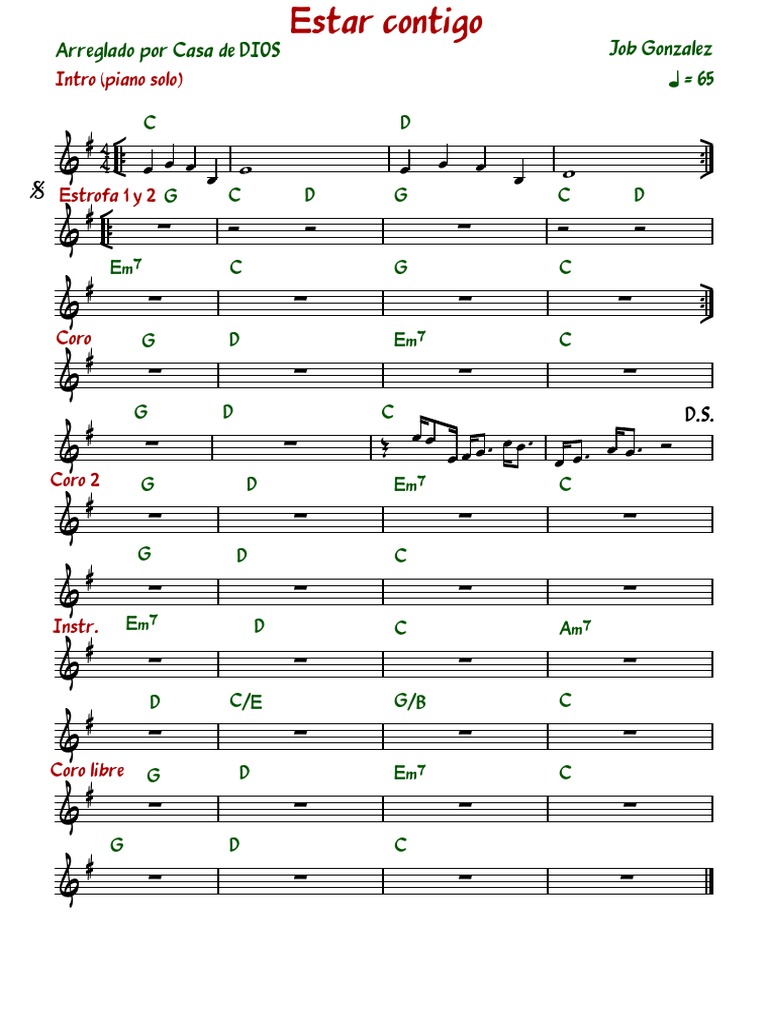 Acordes y letra de "Estar Contigo" | PDF