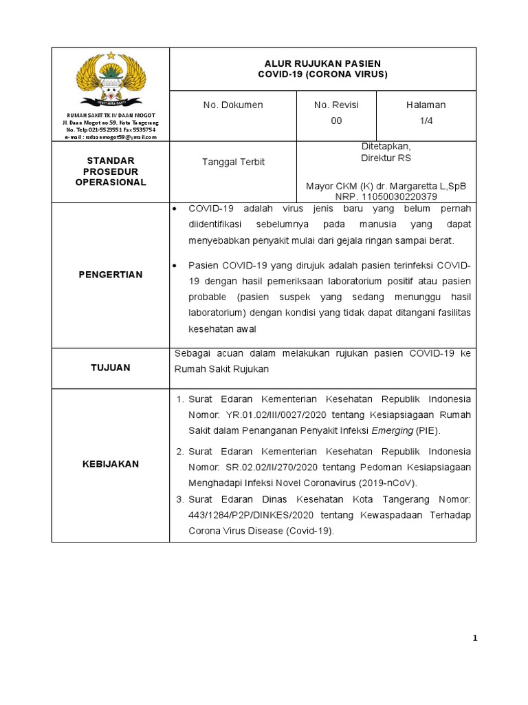 Spo Alur Rujukan Covid-19 | PDF