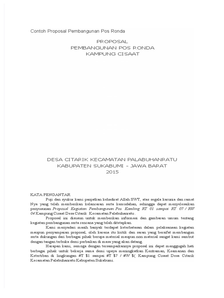 PDF Contoh Proposal Pembangunan Pos Ronda | PDF