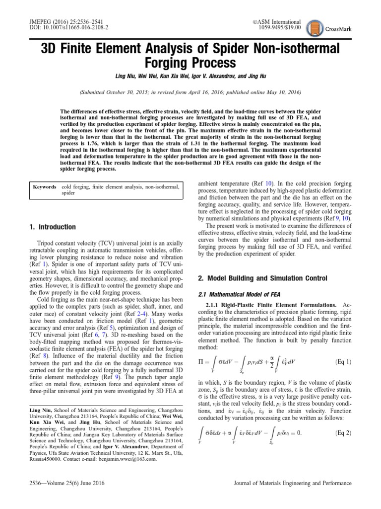 2016 - 3D Finite Element Analysis of Spider Non-Isothermal Forging ...