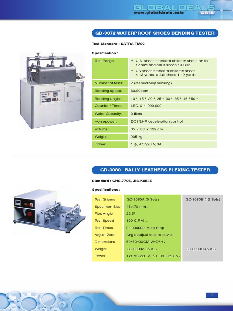 Gd-3072 Waterproof Shoes Bending Tester: Test Standard: SATRA TM92 ...