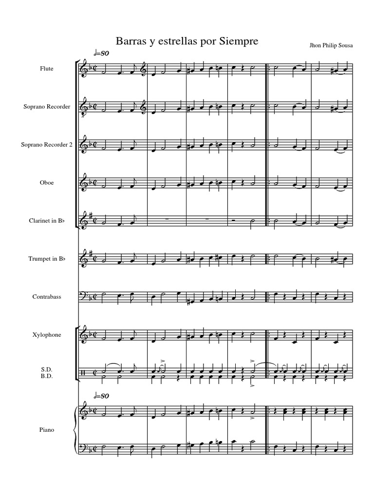 Barras y Estrellas: Partitura Completa | PDF | Aerophones | Music ...