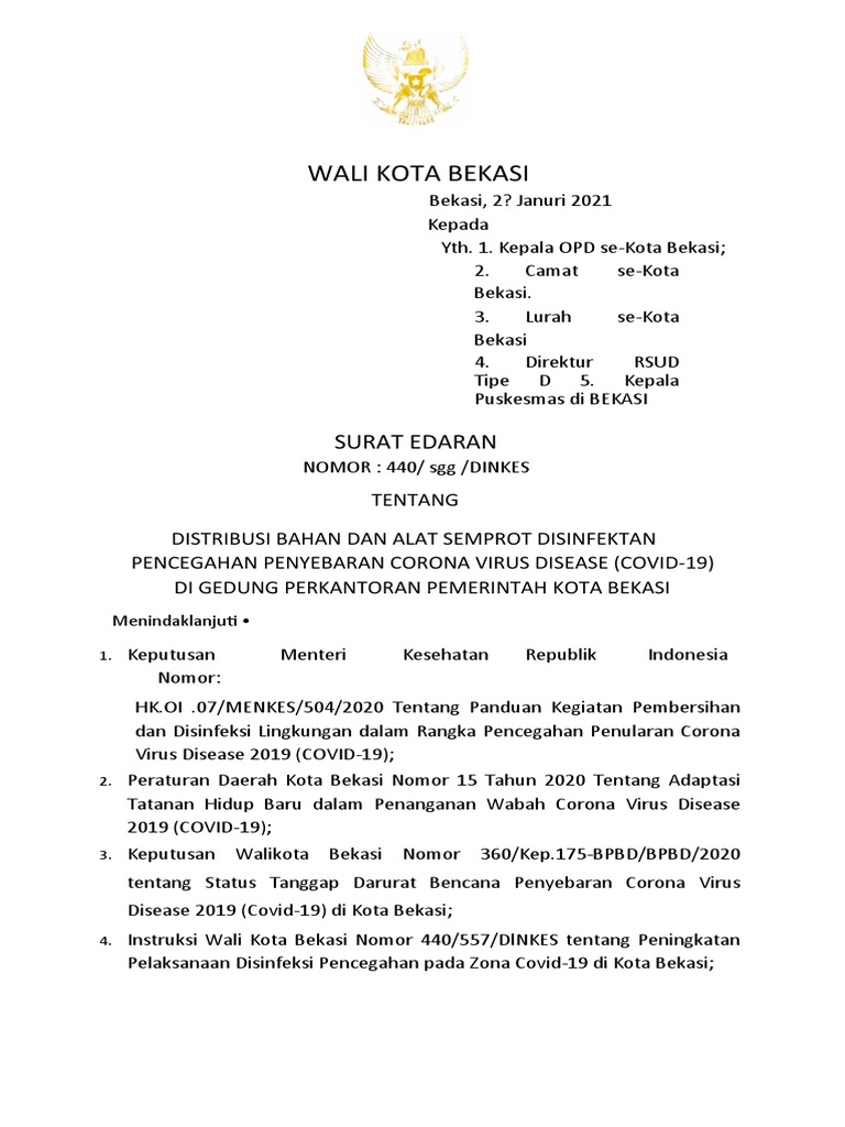 Wali Kota Bekasi: Surat Edaran | PDF