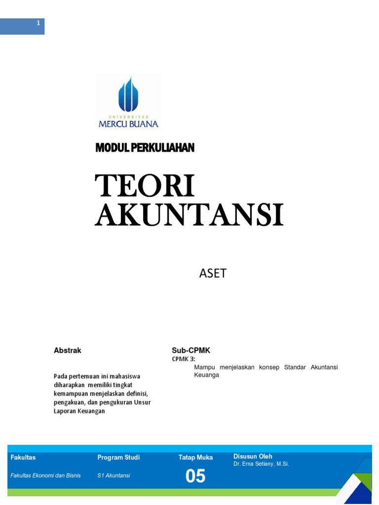 Modul Teori Akuntansi S1 - Pertemuan 5 ASET | PDF