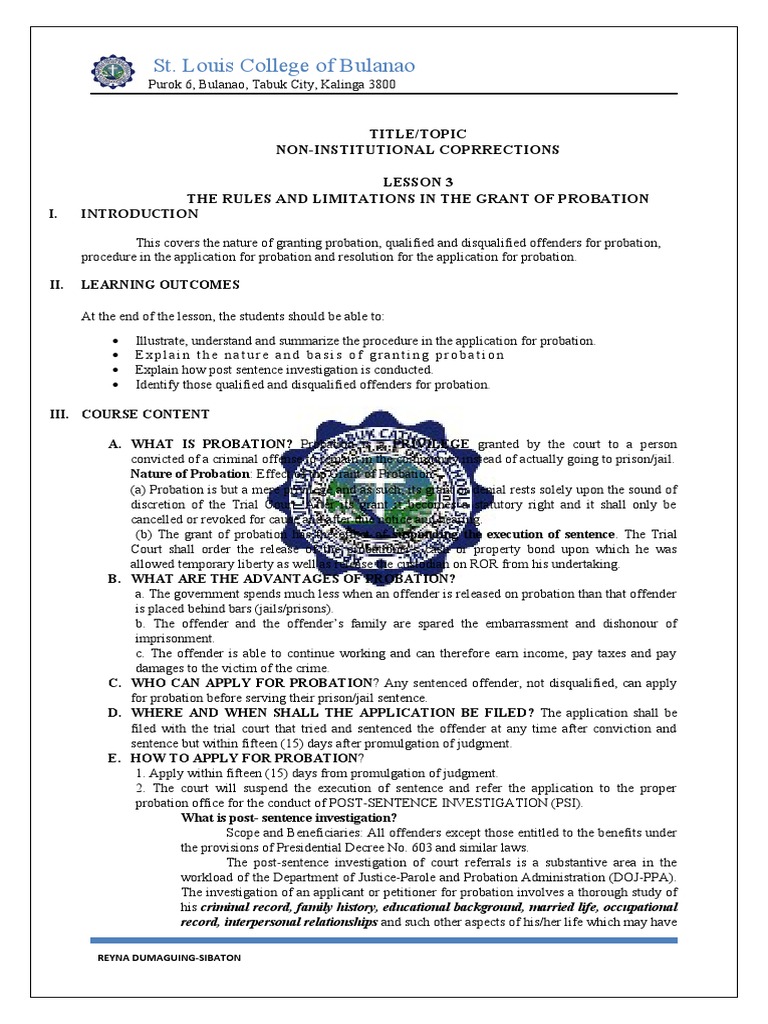 CoAd 12 Module 3 | PDF | Probation | Bail