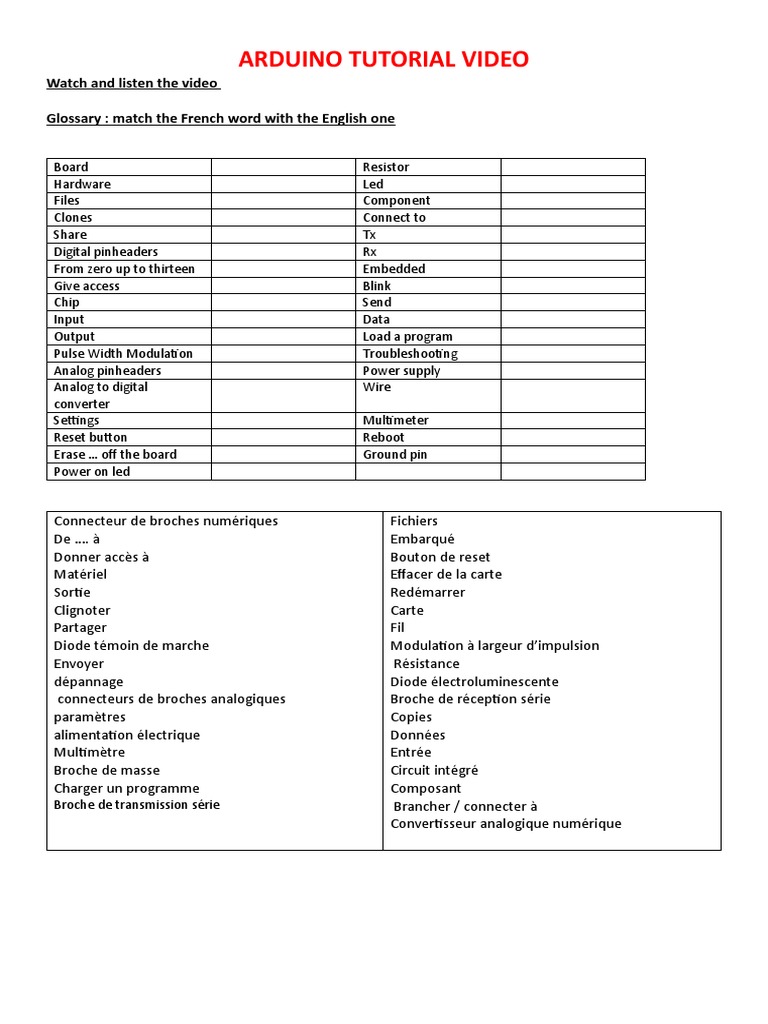 ARDUINO TUTORIAL Elève - Docx Neals Et Karla | PDF | Analog To Digital ...