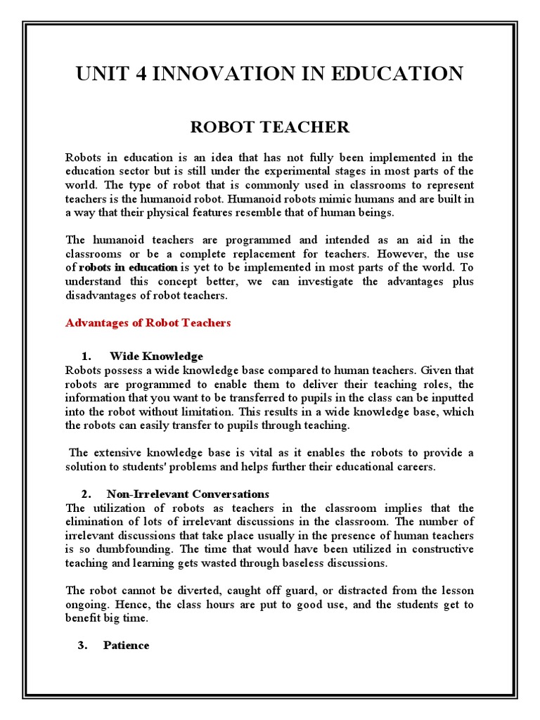 Unit 4 Innovation | PDF | Virtual Reality | Educational Technology